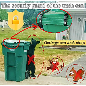 SPMKTQK Trash Can Lock, 4Pcs Trash Can Locks for Animals-Long Lasting, Adjustable Garbage Can Lid Locks for Outside Squirrel, Bear Proof Trash Can Lid Lock, Garbage Can Locks for Various Bins (4)