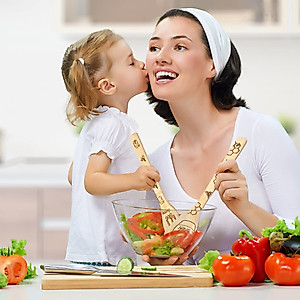 Haooryx 6Pcs Bee Sunflower Bamboo Spoons Utensils Set Bee Themed Non-Stick Carve Cooking Spoons Burned Bamboo Cookware Kitchen Gadget Kit Christmas Housewarming Gift Kitchen Decor Supplies