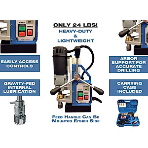 CS Unitec | 32B Portable Magnetic Drill Press | 900W 1-speed Benchtop Power Drill Machine w/up to 1-1/2" Diameter, 7-1/2" Depth of Cut