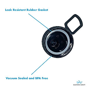 Eastern Drift Hydro Wide Mouth Spout Lid for Water Bottles Compatible with Hydroflask, Nalgene, and More Top Water Bottle Brands Sizes 12 16 18 20 32 40 64 Ounce (Black)