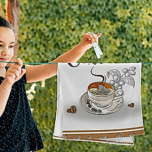 MAXKPOP Retro Coffee Towels Set of 2, Ultrahigh Absorbent Coffee Kitchen Towels Soft Multipurpose Hand Towels for Bathroom Kitchen, 28x14-inch