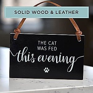 PYROH Cat Fed Reminder Sign - Magnet Included - Must Have Pet Accessories - AM/PM Indicator to Replace Cat Feeding Chart