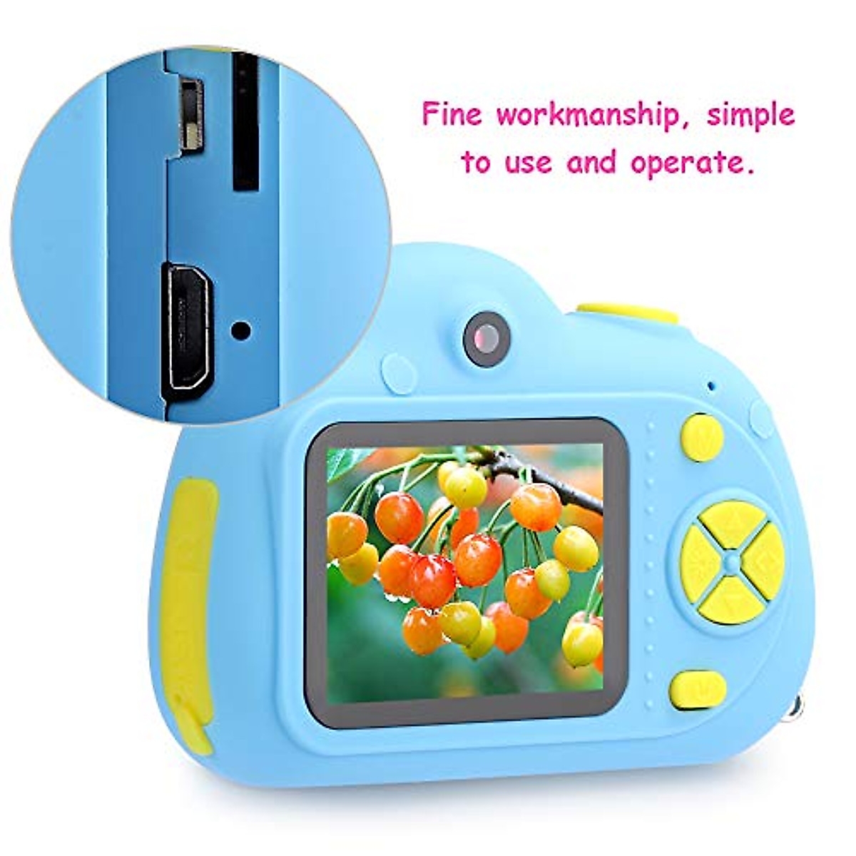 Vifemify Children Digital Camera Kid Play Toy with Anti Lost Lanyard Support for Face Recognition Waterproof Camera