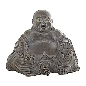 Deco 79 Magnesium Oxide Buddha Indoor Outdoor Meditating Garden Sculpture, 23" x 19" x 18", Brown
