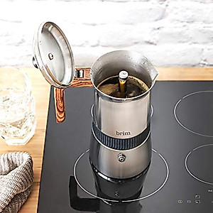 brim 6 Cup Moka Maker with Wood Pattern Handle