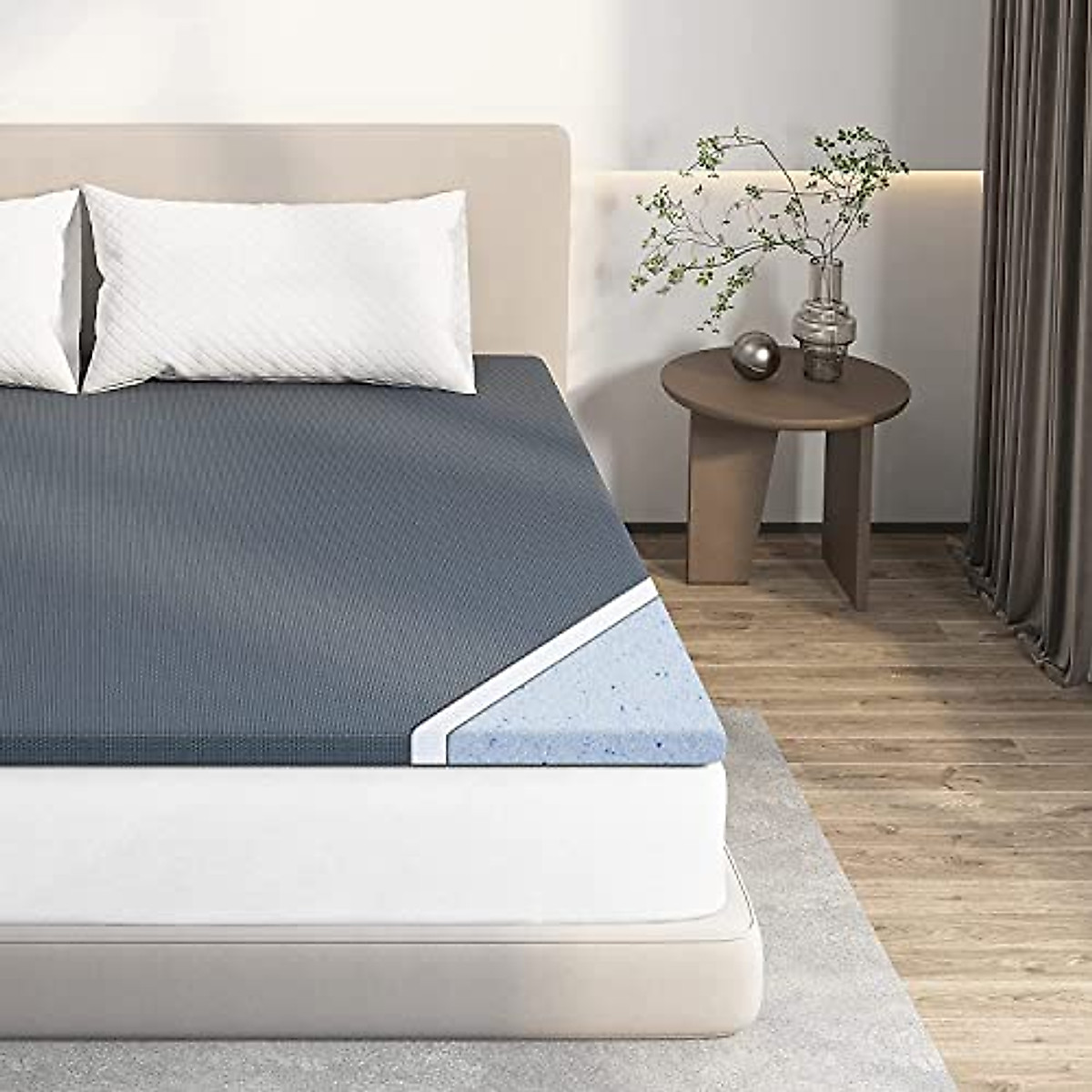 Avenco Mattress Topper Queen Memory Foam, Queen Memory Foam Mattress Topper, Cooling Mattress Topper Queen 2 Inch with Breathable & Washable Cover, Pressure-Relief, Grey
