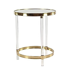 Deco 79 Acrylic Round Accent Table with Mirrored Top and Acrylic Legs, 19" x 19" x 23", Gold