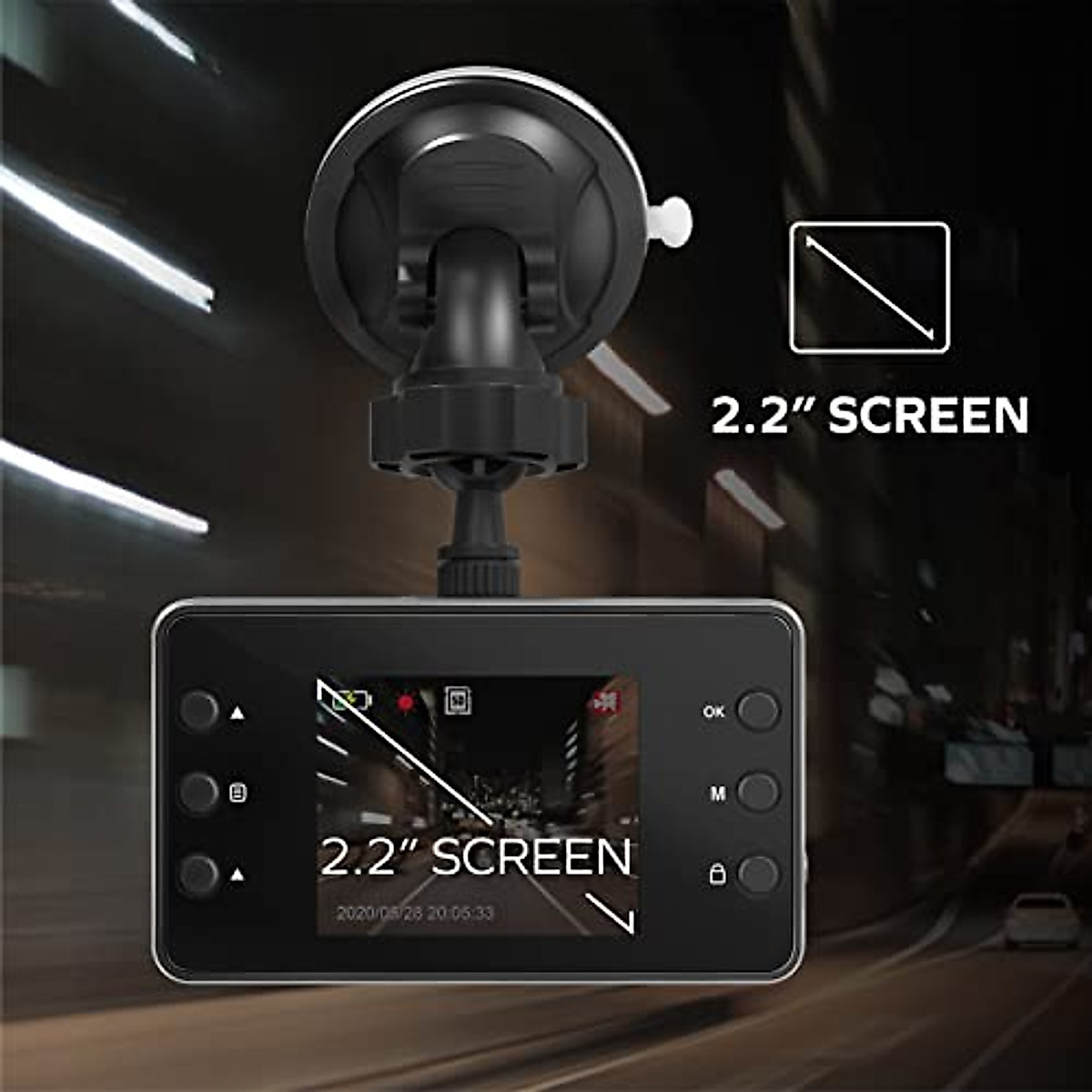 COBY High-Definition Car Dash cam | 1080P HD Wide-Angle Lens Car Camera | Night Vision Camera Recording & Motion Detector | 2.2” Display Dashcam | Auto On/Off & Loop Recording Micro SD | Plug-and-Play