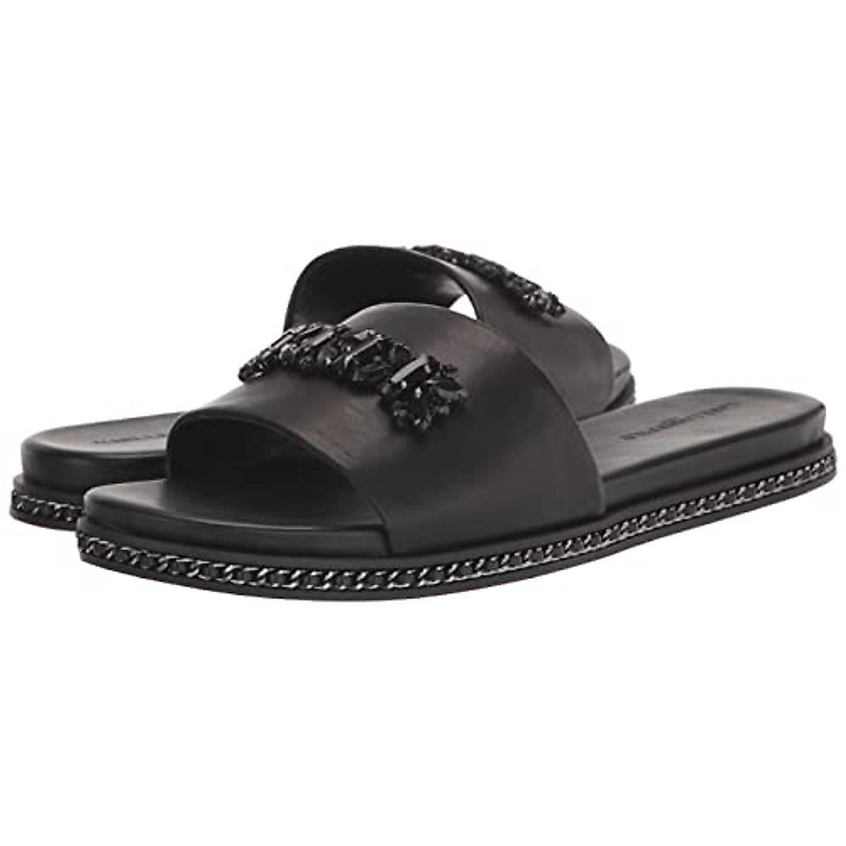 Karl Lagerfeld Paris womens Slide Sandal, Black, 10 US