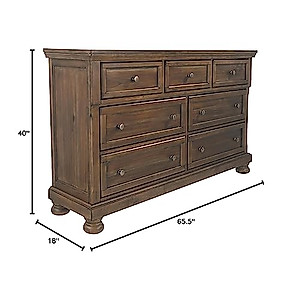 Signature Design by Ashley Flynnter Traditional 7 Drawer Dresser with Dovetial Construction, Tobacco Brown