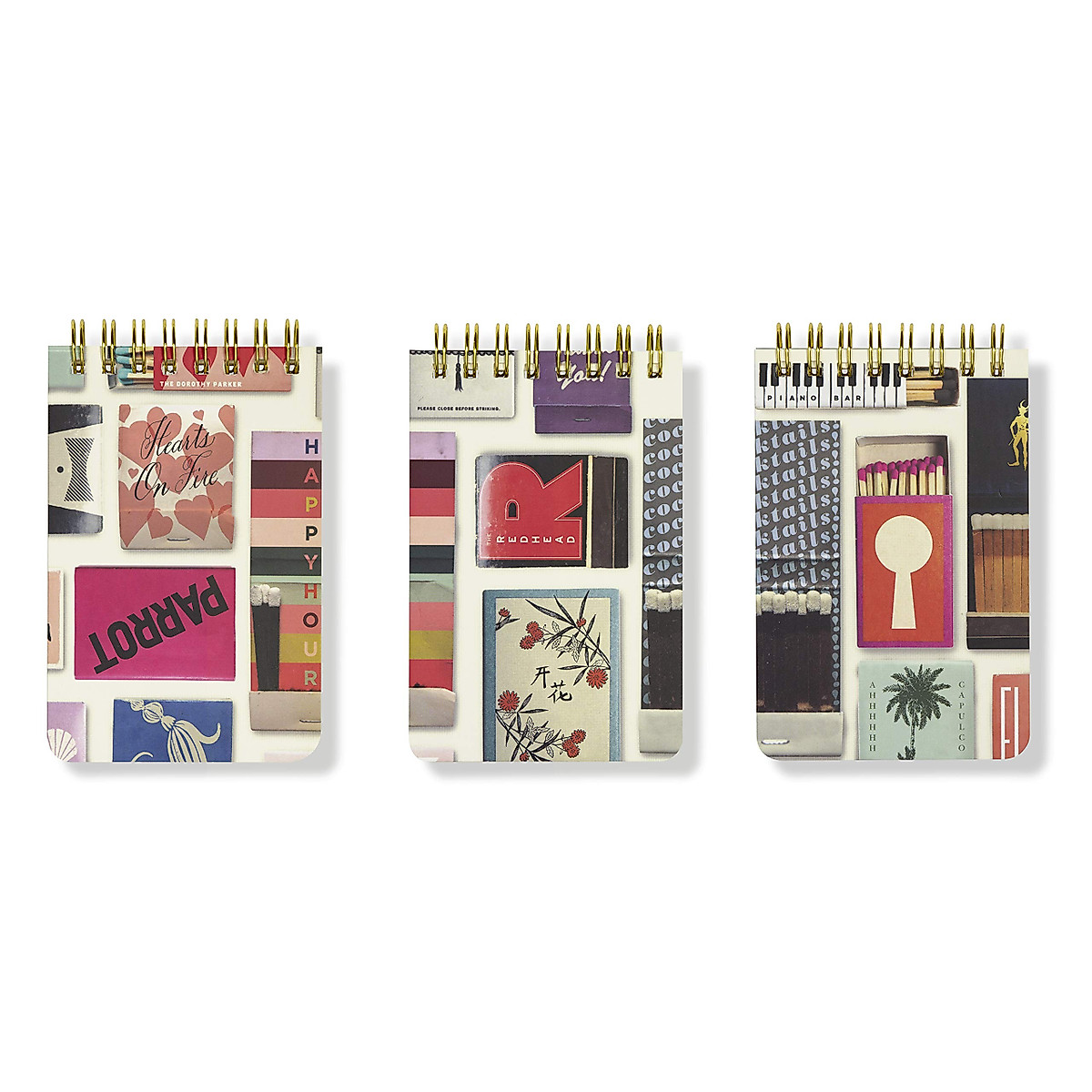 Kate Spade New York Mini Spiral Notepad Set of 3, Pocket Notebooks with 75 Lined Pages Each, Matchbook