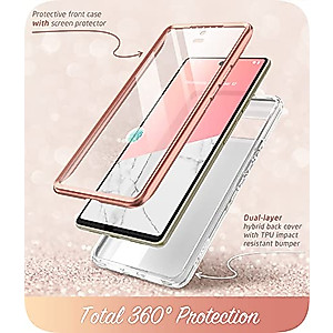 i-Blason Cosmo Series for Google Pixel 7 Case (2022), Slim Full-Body Stylish Protective Case with Built-in Screen Protector (Marble)