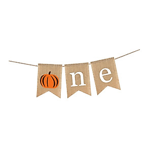 ibasenice 3pcs Kids First Birthday Bunting First Birthday Hanging Garland Halloween Theme Banner Burlap Banner Rings Baby Pumpkin
