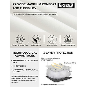 Skieer Women's Waterproof Ski Jacket Winter Parka with Detachable Hood White M