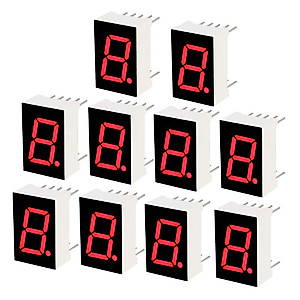 uxcell Common Anode 10 Pin 1 Bit 7 Segment Display 0.75 x 0.5 x 0.31 Inch 0.5" Red LED Display Digital Tube 10pcs