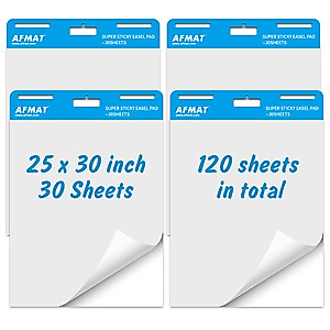 Sticky Easel Pads, Upgraded Flip Chart Paper, Large Easel Paper for Teachers, 25 x 30 Inches, Self Stick Easel Paper for White Board, 30 Sheets/Pad, 8 Pads