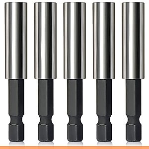 TEKPREM 1/4" Strong Magnetic Extension Bit Holder, 5 Pack Hex Shank Screwdriver Bit Driver Set with Portable Case for Holding Screwdriver Bits and Screws