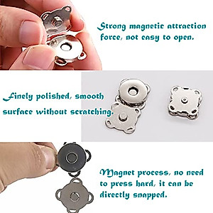 EuTengHao Magnetic Snaps Buttons, Silver Magnetic Purse Snap Clasps, Plum Magnetic Snap Closures for Purses Handbags, 15mm Magnet Button Closure Fastener for Clothes Sewing DIY Craft