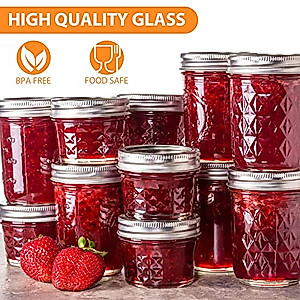 Waymind Set of 40 4oz Glass Jars With Silver Lids,Mason Jars,Glass Jars with lids,Ideal for Honey,Jam,Baby Foods,Wedding Favor