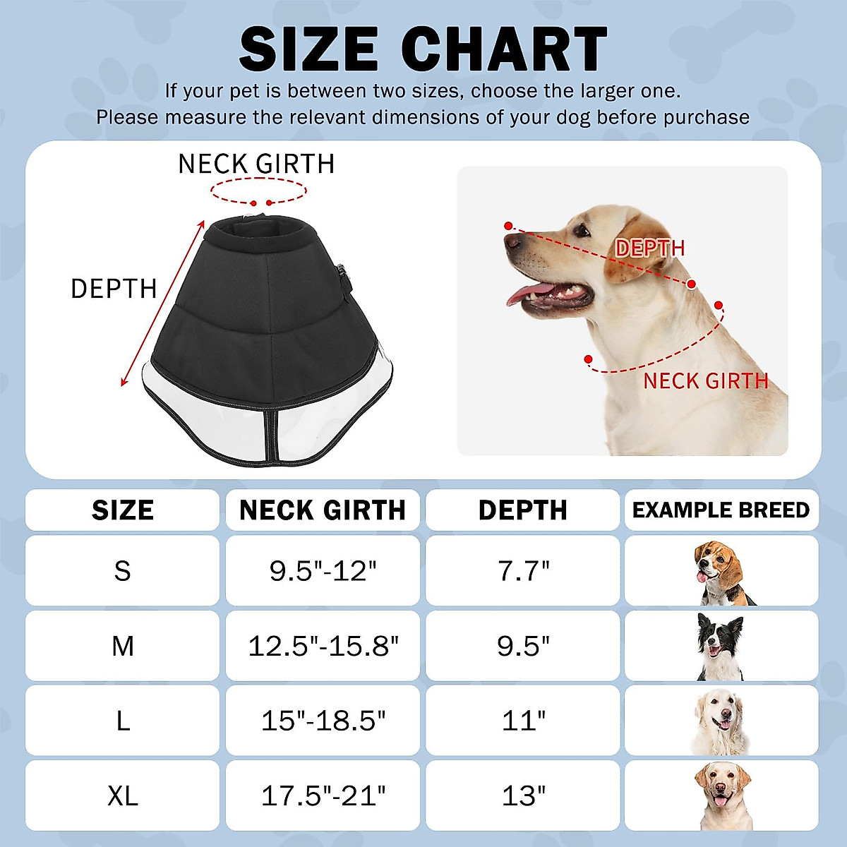 SCENEREAL Dog Cone for Dogs After Surgery, Adjustable Dog Cone Collar Alternative to Stop Licking for Wound Care, Spay, Neuter, Soft Recovery Cone for Medium Large Size Dog, E-Collar Neck Collar