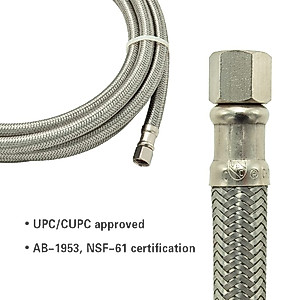 Ice Maker Hose 25 FT, Stainless Steel Braided Refrigerator Ice Maker Connector Water Supply Line with 1/4" Comp by 1/4" Comp Connection