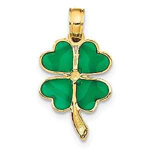 14K 4-Leaf Clover Enameled Pendant 20mm 10mm style K4097