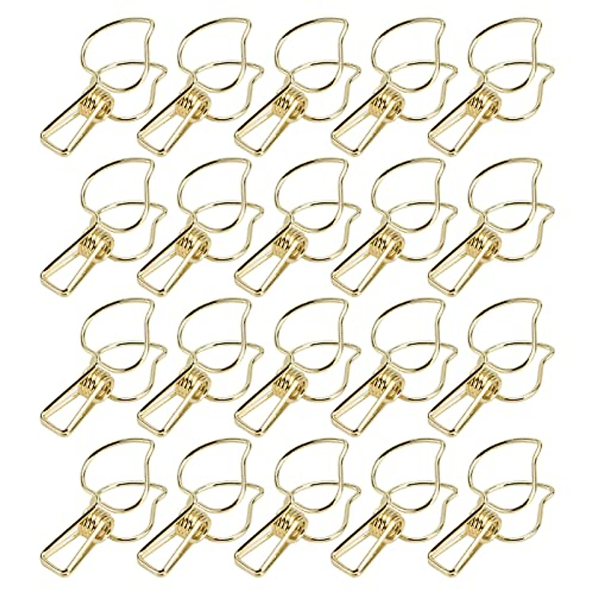 Chip Clips 20pcs, Hollowed 1.4in Bag Clips Food Clips Leaf Design Metal Bag Clips for Chips Electroplating Iron Wire Bag Clips Photo Clips Clothespins Clip for Food Bags, Laundry, Paper(Gold)