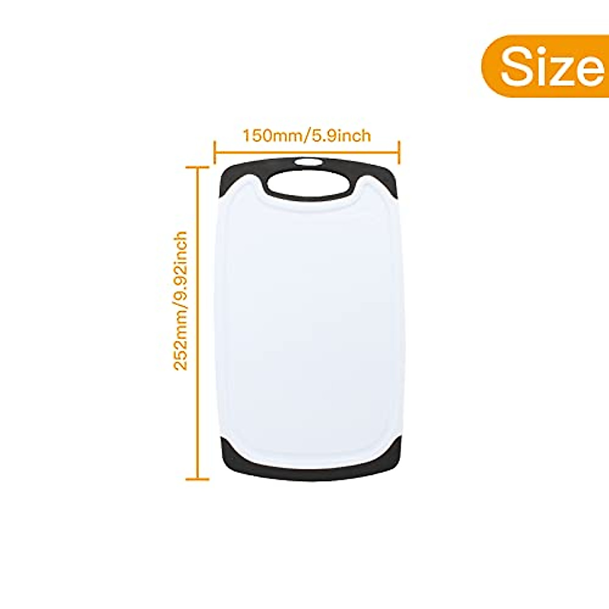 KUFUNG Kitchen Kids Cutting Board - Juice Grooves with Easy-Grip Handles, Non-Porous, Dishwasher Safe (S, Black)