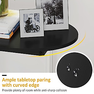 Hosfais Small Side Table End Table, C-Shaped Wood Coffee Table TV Tray for Eating Couch Tables for Small Space, Living Room, (Black)