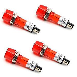 Aicosineg Red 110V 0.39" Hole Diameter Indicator Light Flush Panel Mount 1.57" Length for Electrical Control Panel 15Pcs