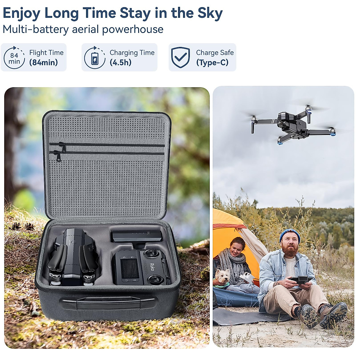 Ruko F11GIM2 Drone with 3 Batteries and Spare Gears, Auto to Home, Brushless Motor, 6-Level Wind Resistance