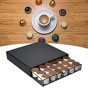 Black Coffee Capsule Holder Drawer Storage Rack Organizer for 36Pcs Capsules Suitable for Home Office