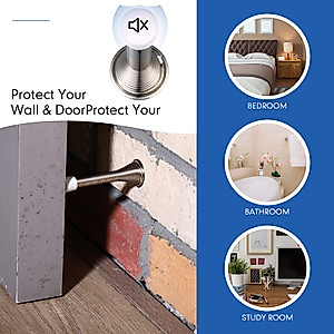 60 Pcs Spring Door Stopper Bulk 3-1/8" Wall Mounted Stainless Steel Spring Door Stops Heavy Duty Flexible Door Stopper with Rubber Bumper Tips Screw in Door Stoppers Wall Protector for Office Home