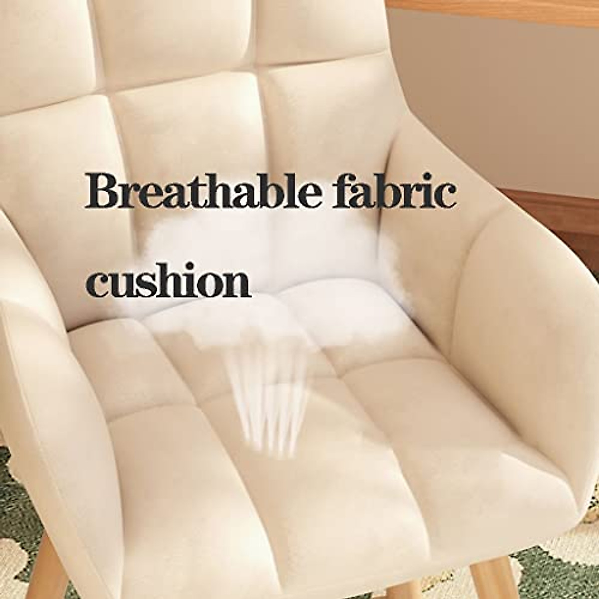 Armchair Fabric Lounge Accent Chair 360° Swivel Dining Chairs Velvet Upholstered Desk Chairs Ergonomic Office Chair with Arms and Wood Legs,Mid Century Modern Chair (Color : Green)