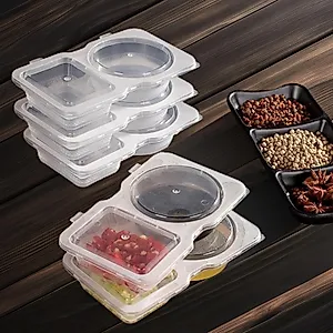 20PCS Double Compartment Condiment Container, Portable Reusable Sauce Container with Lids, Dual Compartment Container for Takeaway Sauces, Dips and Sampling
