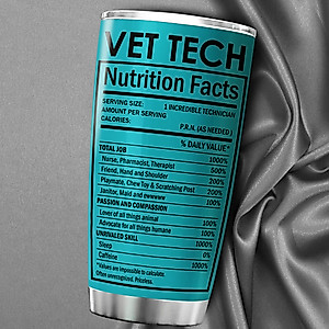 ZOXIX Veterinarian Coffee Tumbler Vet Tech Nutrition Facts Cup With Lid 20oz Stainless Steel Travel Mug Veterinary Technician Gift For Graduation Vet Appreciation Gifts For Girls