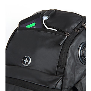 Swissdigital Design Sound Byte Laptop Gaming Backpack, With Bluetooth Speaker, Charging Port, For Laptops up to 15", Black (SD-03B)