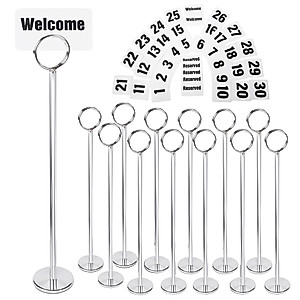 12 Pc Table Numbers 12 Inch Tall , Table Number Holders with Table Numbers Welcome and Reserved Cards , Place Cards , Wedding Table Numbers , Reserved Table Sign , Menu Holder , Picture Photo Holder