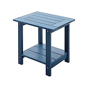 Meluvici Double Adirondack Outdoor Side Table Weather Resistant, Outdoor Rectangular Patio End Table for Adirondack Chair, Dark Blue