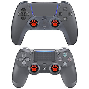 9CDeer Performance Joystick Analog Stick Thumb Grips Set of 6 Compatible with PS5, PS4, Xbox Series X/S Xbox One, Switch Pro Controller Cat's Paw Black & Red