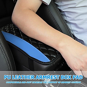 XINLIYA Car Center Console Cushion Pad, Universal Leather Waterproof Armrest Seat Box Cover Protector,Comfortable Car Decor Accessories Fit for Most Cars, Vehicles, SUVs (Blue)