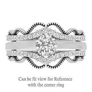 Dazzlingrock Collection 0.33 Carat (ctw) Round White Diamond Double Chevron Enhancer Guard Wedding Ring for Women in 925 Sterling Silver Size 9.5