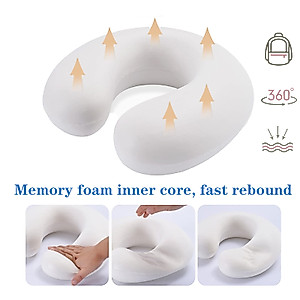 DUANY STORE Neck Pillow for Traveling, Upgraded Travel Neck Pillow for Airplane 100% Pure Memory Foam Travel Pillow for Flight Headrest Sleep, Portable Plane Accessories