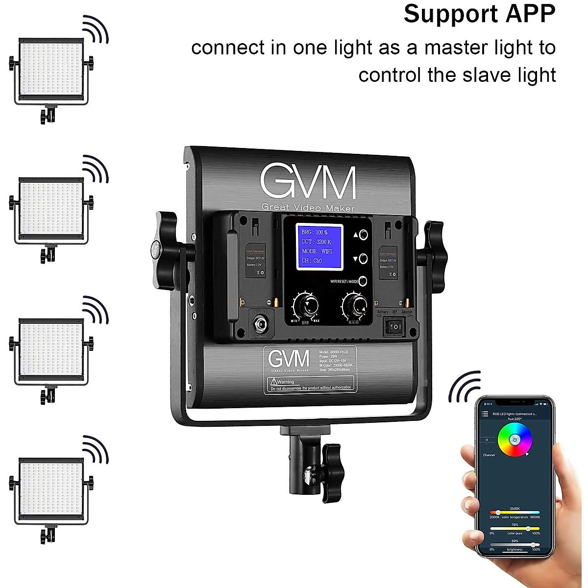 GVM RGB LED Video Light, 800D Photography Lighting with APP Control, Video Light for YouTube Outdoor Studio, Led Panel Video Light (Not Include Stand)