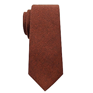 Mantieqingway Mens Ties 2.36" Cotton Skinny Ties for Men Wedding Party Solid Color Necktie (Burnt Orange)