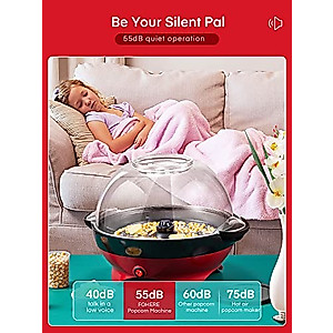 Popcorn Machine, 6 QT Automatic Stirring Popcorn Maker, Electric Hot Oil Popcorn Popper, DIY Flavor，Detachable & Nonstick Plate, Large Lid For Serving Bowl, Free Measuring Cups，Safety ETL Approved (6 QTS)