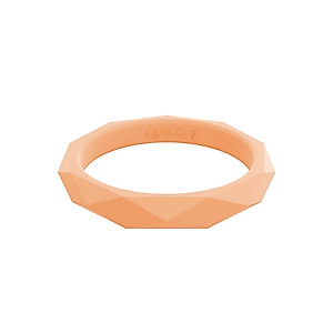 QALO Women's Rubber Silicone Ring, Geo Stackable, Rubber Wedding Ring for Women, Breathable, Durable Engagement Silicone Band, 3.5mm Wide 2.5mm Thick, Peach, Size 8