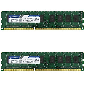 Timetec Hynix IC 16GB Kit(2x8GB) DDR3L 1600MHz PC3-12800 Unbuffered ECC 1.35V CL11 2Rx8 Dual Rank 240 Pin UDIMM Server Memory Ram Module Upgrade (16GB Kit(2x8GB))