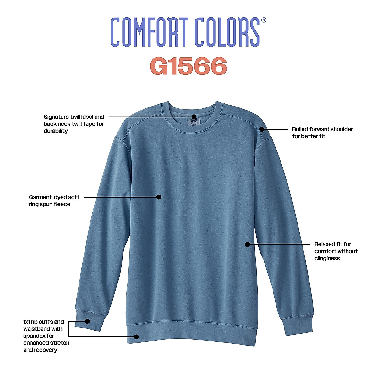 Comfort Colors Adult Crewneck Sweatshirt, Style G1566, Grey, Large