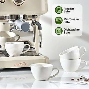 Hlukana Porcelain Espresso Cups Set of 4, 4 oz Small Coffee Mugs, White Demitasse Cups Perfect for Espresso Machine and Coffee Maker, Microwave Dishwasher Safe Espresso Cups